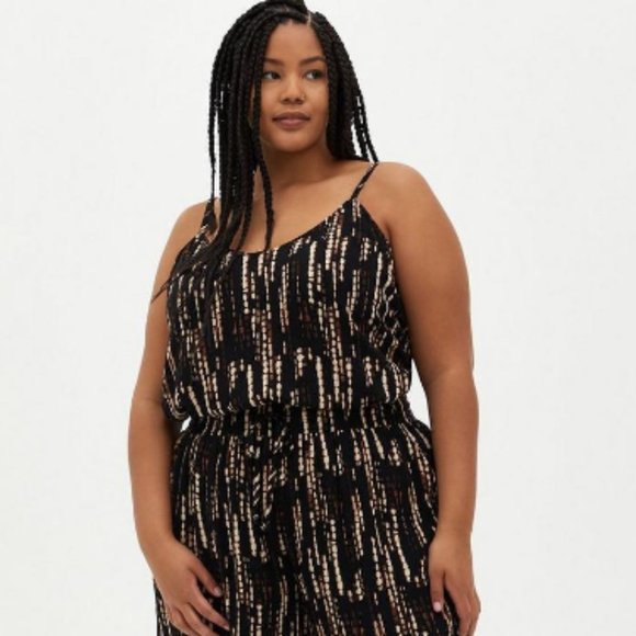 torrid | Tops | Torrid Sophie Black Brown Tan Ikat Print Crinkle Gauze ...